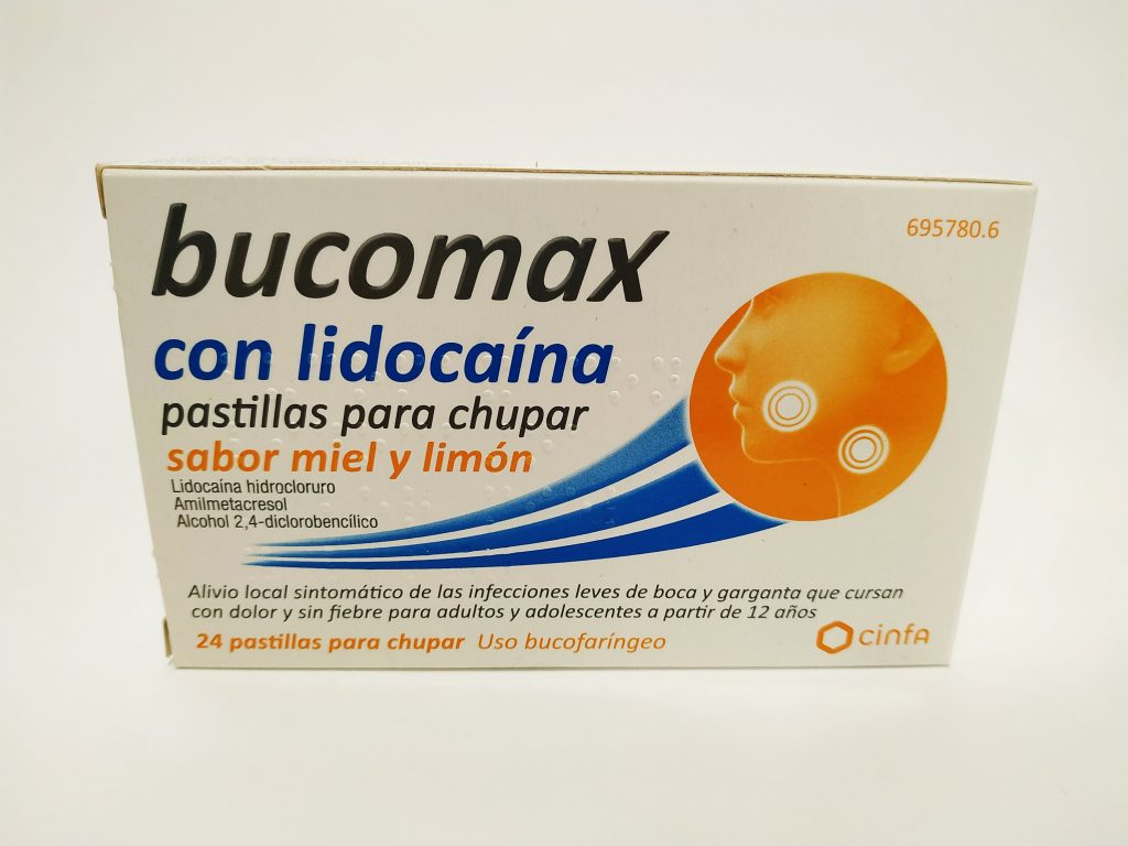 Bucomax con Lidocaina 24 pastillas para chupar - Mi Farmacia Preferida.