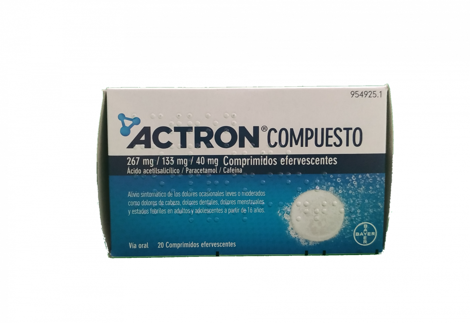 Actron Compuesto 267 mg/ 133 mg/ 40 mg 20 Comprimidos Efervescentes ...